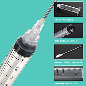 5ML/CC Premium Ink Syringe with Metal Distribution Tubes and Luer Lock Suitable for Fountain Pen Refill,Glue Application,Liquid Dispensing and Measuring, Pet Food Feeding,Refilling Ink Cartridges,CISS