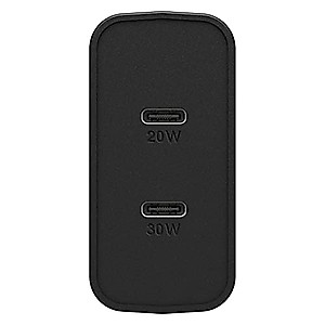 OtterBox USB-C Dual Port Fast Charge Wall Charger, 50W Combined (USB-C 30W + USB-C 20W) - BLACK SHIMMER