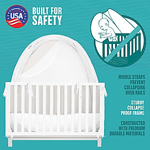 KinderSense® - Baby Safety Crib Tent - Premium Toddler Crib Topper to Keep Baby from Climbing Out - See Through Mesh Crib Net - Mosquito Net - Pop-Up Crib Tent Canopy to Keep Infant in