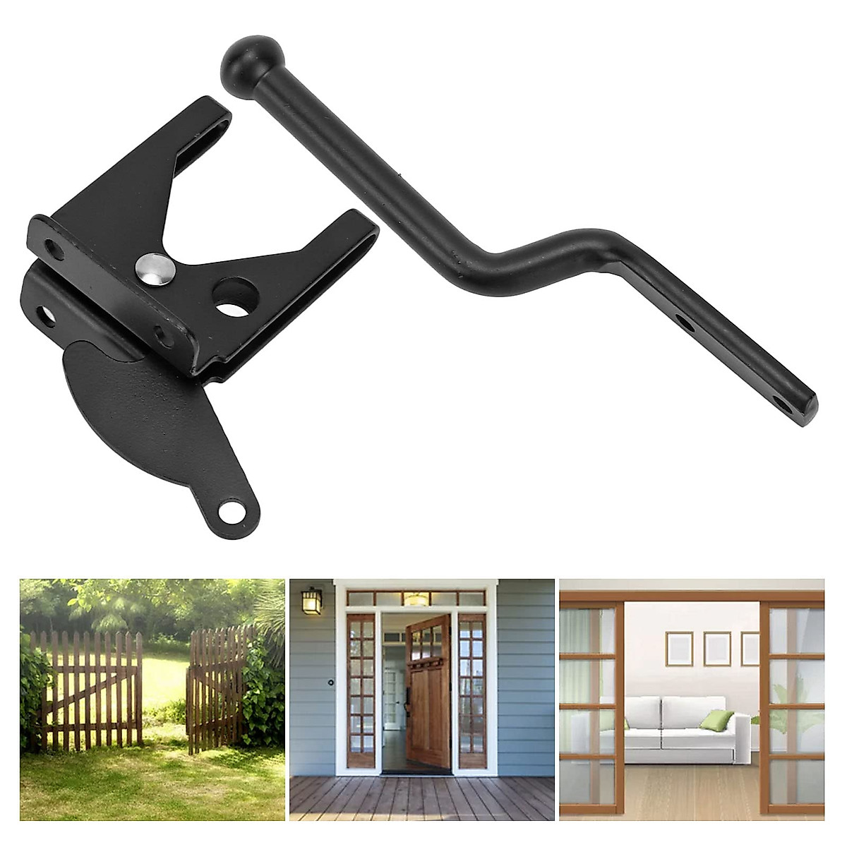 VTOSEN Black Door Locks Hasp Latch - Carbon Steel Security Padlock Clasp for Sheds, Closets, Lockers - Wood Fence Gate Latch, Door Hinge, Garden Door Lock