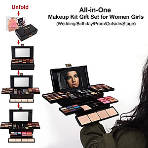 58 colors Professional All In One Makeup Full Kit for Women Girls Beginner, Makeup Gift Set with Eye Shadow Blush, Lipstick, Compact Powder, Mascara, Eyeliner, Lip Liner, Eyebrow Pencil, Glitter(331N)