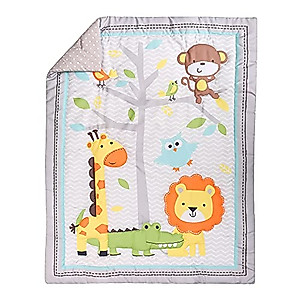 Baby Bees 4 Pieces Animal Safari Crib Bedding Sets for Boys and Girls | Baby Bedding Crib Set of Crib Sheet, Quilt, Dust Ruffle for Standard Size Crib