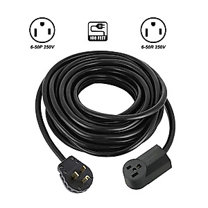 100-Foot Real Copper Wire Extension Cord, Welder 6-50P To 6-50R, Oil Resistance Lead, Heavy Duty, NEMA 220/250V. For Miller Lincoln Hobart Plasma Cutter Mig Tig 6-50-100-FT AMERICAN MADE