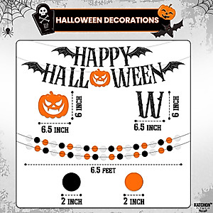 KatchOn, Halloween Party Decoration Set - Pack of 17 | Halloween Pompom, Happy Halloween Garlands | Halloween Party Hanging Decorations | Halloween Hanging Swirls for Halloween Ceiling Decorations