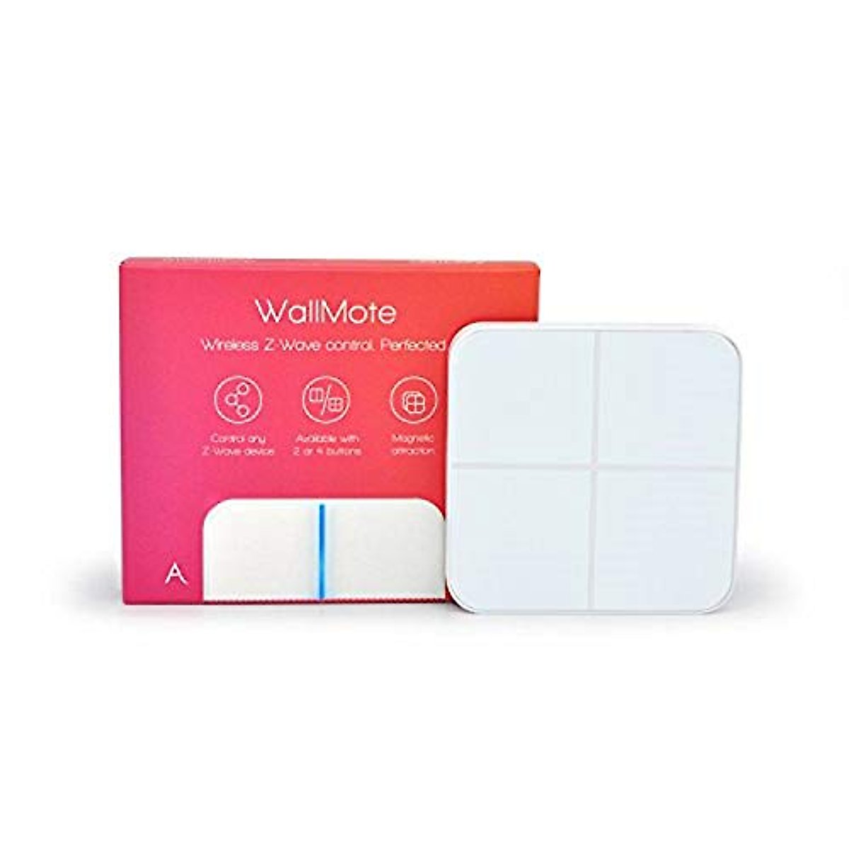 Aeotec WallMote Quad, Wireless Zwave on Off Switch, Z-Wave Plus Enabled, 4 Zwave Button, 16 Scene Wall Switch with Remote Control, Work with Z Wave Hub