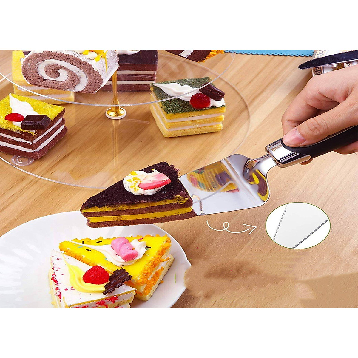 Flatware Pie Server Stainless Steel Cake Pizza Cutter Tart Dessert Slicer Serrated on Both Sides Great for Right or Left Handed Chef Professional Cake Cutter Essential Kitchen Tool