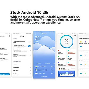 CUBOT Note 7 Smartphone Unlocked, 4G Unlocked Android Phones, 5.5 Inch Dewdrop Screen, 2GB RAM+16GB ROM, Android 10, 128GB Extendable by TF Card, Face ID Detection, Three Card Slots (Black)