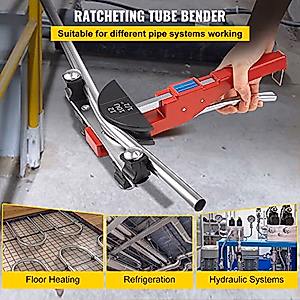 Mophorn Pipe Bender, Tube Bender Kit Hand Tool 1/4 to 7/8 Inch, Refrigeration Ratcheting Tubing Benders 90 Degrees for for HVAC Copper, Aluminum Tubes