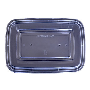 Generic 38 OZ Rectangular Plastic Container With Lid Combo Pack - 24 Sets, Black, LH-C38