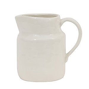 Creative Co-Op White Stoneware Creamer Vintage Reproduction