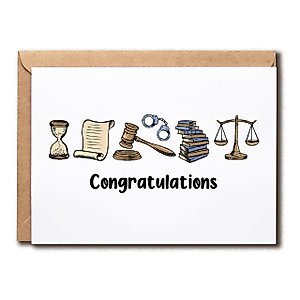 VKNDesigns Congratulations Card - Card For Law Student - New Lawyer Congrats Card - Graduation Greeting Card - Lawyer Congrats Card, White
