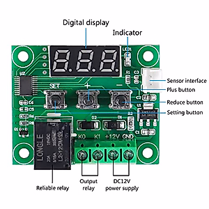 6pcs W1209 12V DC Digital Temperature Controller Board with Case Micro Digital Thermostat -50-110°C Electronic Temperature Temp Control Module Switch with 10A One-Channel Relay and Waterproof Blue