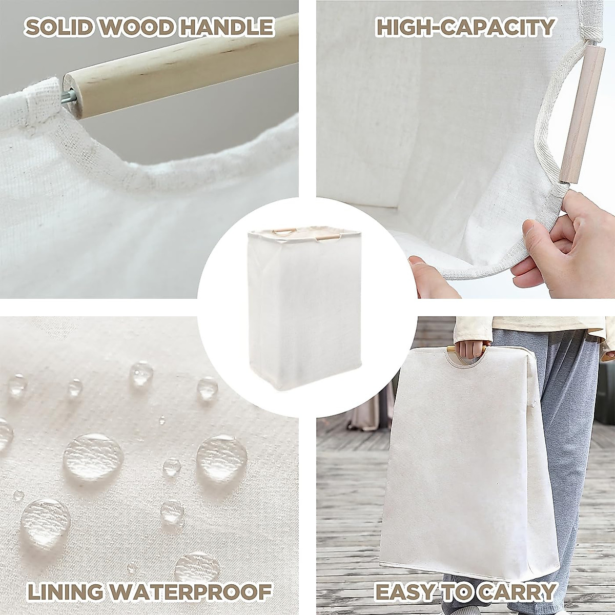 60L Large Laundry Hampers with Handles, Foldable Laundry Hamper for Clothes, laundry basket, dirty clothes basket for Bedroom, Bathroom, Dorm, Laundry Room - 15.3"L x 10.6"W x 20.8"H