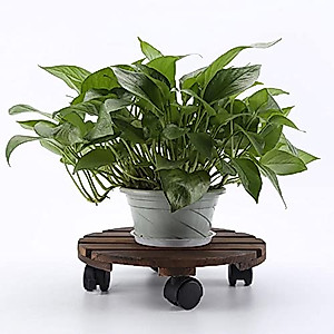Flower Pot Large Planter with Stand,Base Display Elegant Flower Pot Holder Garden with Wheels Home Decor Planter Bonsai Holder