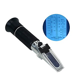NANBEI 4-in-1 Antifreeze Coolant Refractometer,（Copper ）CNC Machine coolant Refractometer for Diesel Exhaust Fluid,Automobile Antifreeze System, Battery Acid and Windshield Washer Fluid