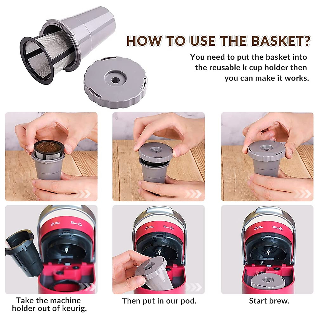 WOTOW Reusable Coffee Filter Set for K Cups Replacement Filter for Keurig My style Filter Housing Fits B30 B40 B50 B60 B70 Series