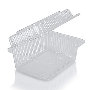 Clear Plastic Hinged Food containers - Sturdy Disposable Bakery Lid Cookie Container Boxes - 7”x 6”x3.5” (40)