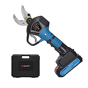 K KLEZHI Professional Cordless Electric Pruning Shears with 2 PCS Backup Rechargeable 2Ah Lithium Battery Powered Tree Branch Pruner Branch Cutter, 30mm (1.2 Inch) Cutting Diameter