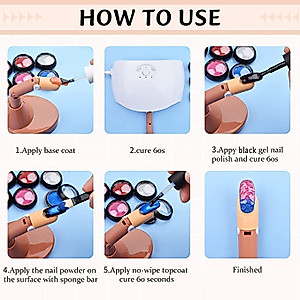 UIIOPJIOM Chrome Nail Powder 6 Colors Holographic Nail Powder Gold Sliver Red Blue Metallic Mirror Effect Pigment Nail Glitter Powder with 6 Pieces Eyeshadow Sticks for DIY Home Salon Nail Art Decor.