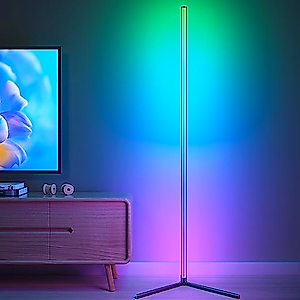 bedee LED Corner Floor Lamp: 65" RGB Color Changing Floor Lamp with Music Sync, Modern Standing Mood Light with App & Remote Control, Creative DIY Mode & Timing for Living Room Gaming Room Bedroom