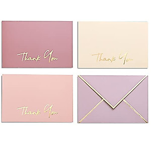 Heavy Duty Thank You Cards with Envelopes - 36 PK - Gold Thank You Notes 4x6 Inches Baby Shower Thank You Cards Wedding Thank You Cards Small Business Graduation Funeral Bridal Shower (Dusty Pink)