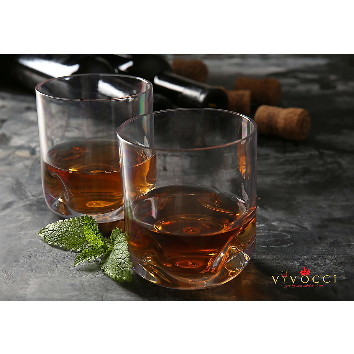 Vivocci Unbreakable Tritan Plastic Rocks 12.5 oz Whiskey & Double Old Fashioned Glasses | Thumb Indent Base | Ideal for Bourbon & Scotch | Perfect For Homes & Bars | Dishwasher Safe | Buy 6 Pay 5