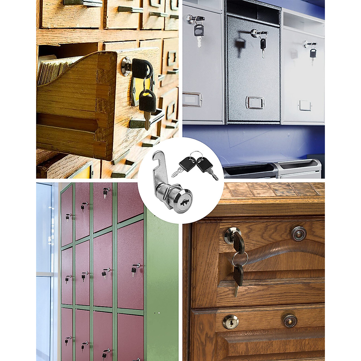 MoHern Cabinet Locks, 6 Pcs Keyed Alike 1-1/8 Inch (30mm) Cylinder Locks, Zinc Alloy Cam Lock with Keys for Cabinet, Drawer, RV and More