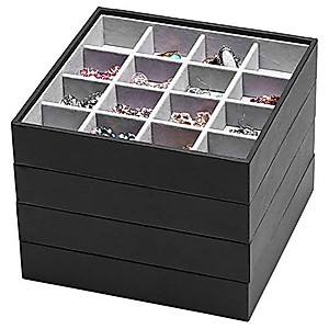ORIGIA Magic Stackable Jewelry Trays Closet Dresser Drawer Organizer for Accessories, Gadgets & Cosmetics, Storage Display Showcase Holder Box, Set of 5