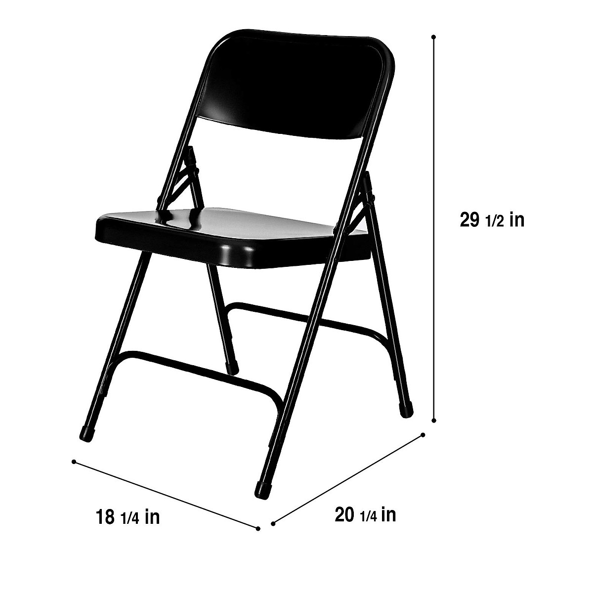 OEF Furnishings Heavy Duty Double Hinge Steel Folding Chair, Black