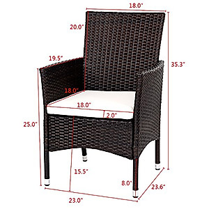 ReunionG 2PCS Patio Rattan Chairs, Furniture Armchair Set with Removable Cushions, Garden, Balcony, Pool Modern Rattan Armchair Set, Outdoor Wicker Chair Set (Brown)