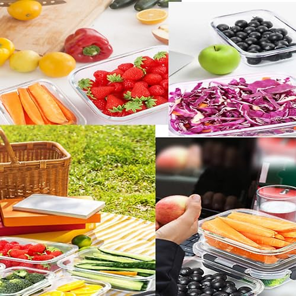 Scizorito 10PACK Glass Meal Prep Containers, for Lunch Food & Fruit Storage with Lids,Glass Lunch Box for Kitchen (10-Pink)