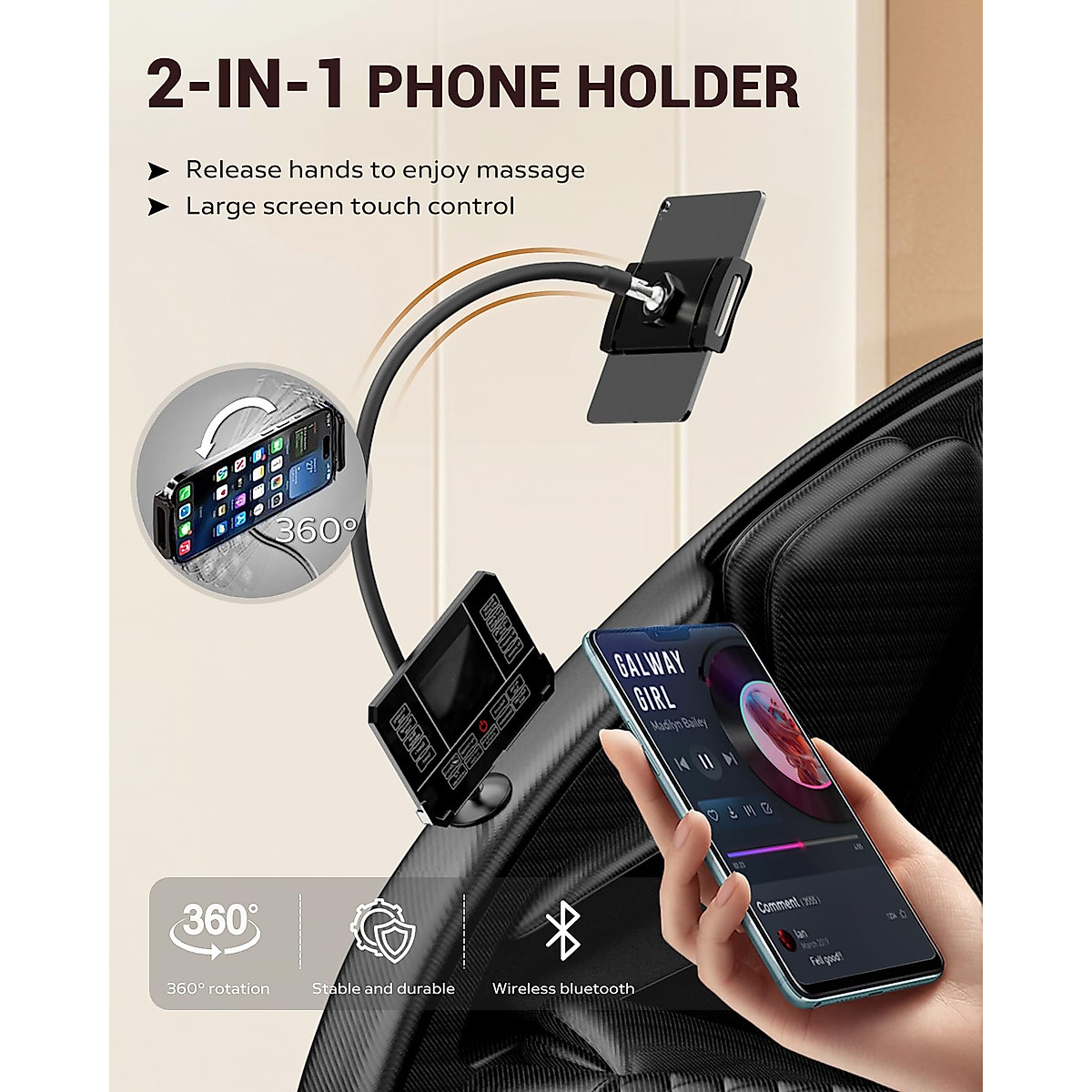 BILITOK Massage Chair Recliner with Zero Gravity, Full Body Massage Chair with Heating, Bluetooth Speaker, Airbags, Foot Roller, Touch Screen, Space-Saving for Office,Faux Leather (White)