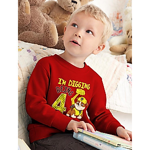 Paw Patrol Four Birthday Shirt Rubble Digging 4 Year Birthday Shirt Boy Red