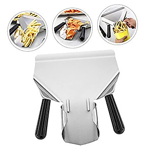 PHENOFICE Double Handle Chip Spatula Chicken Fillet Shovel Fry Bagger Scooper Commercial Fry Scooper Frito Commercial Fry Bagger Popcorn Scooper Cereals Kitchen Scoop Stainless Steel Silver