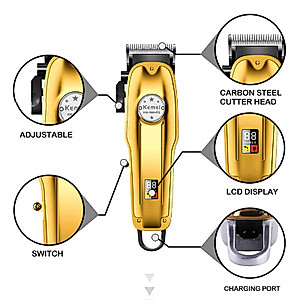 KEMEI Mens Hair Clipper Cord Cordless Clippers Hair Trimmer Beard Professional Haircut Kit for Men Rechargeable LED Display & Corded Rechargeable Grooming Kit KM-1986PRO