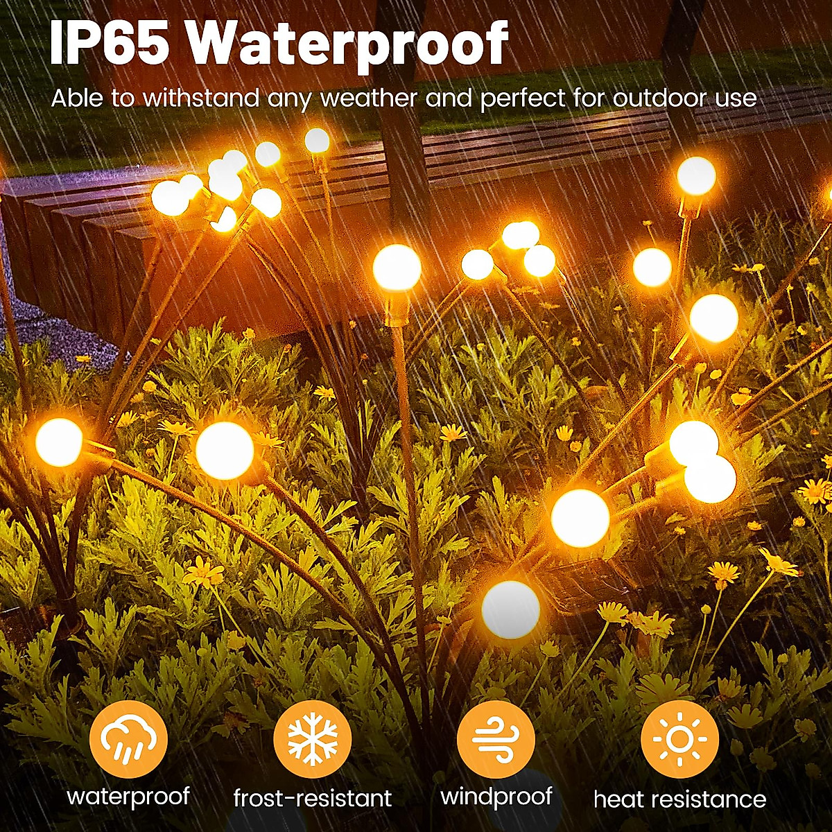 SINGACE Solar Garden Lights, 4 Pack Solar Firefly Lights, Swaying When Wind Blows, Solar Lights Outdoor Waterproof Decorative, Solar Outside Lights for Yard Patio Pathway Landscape Decoration