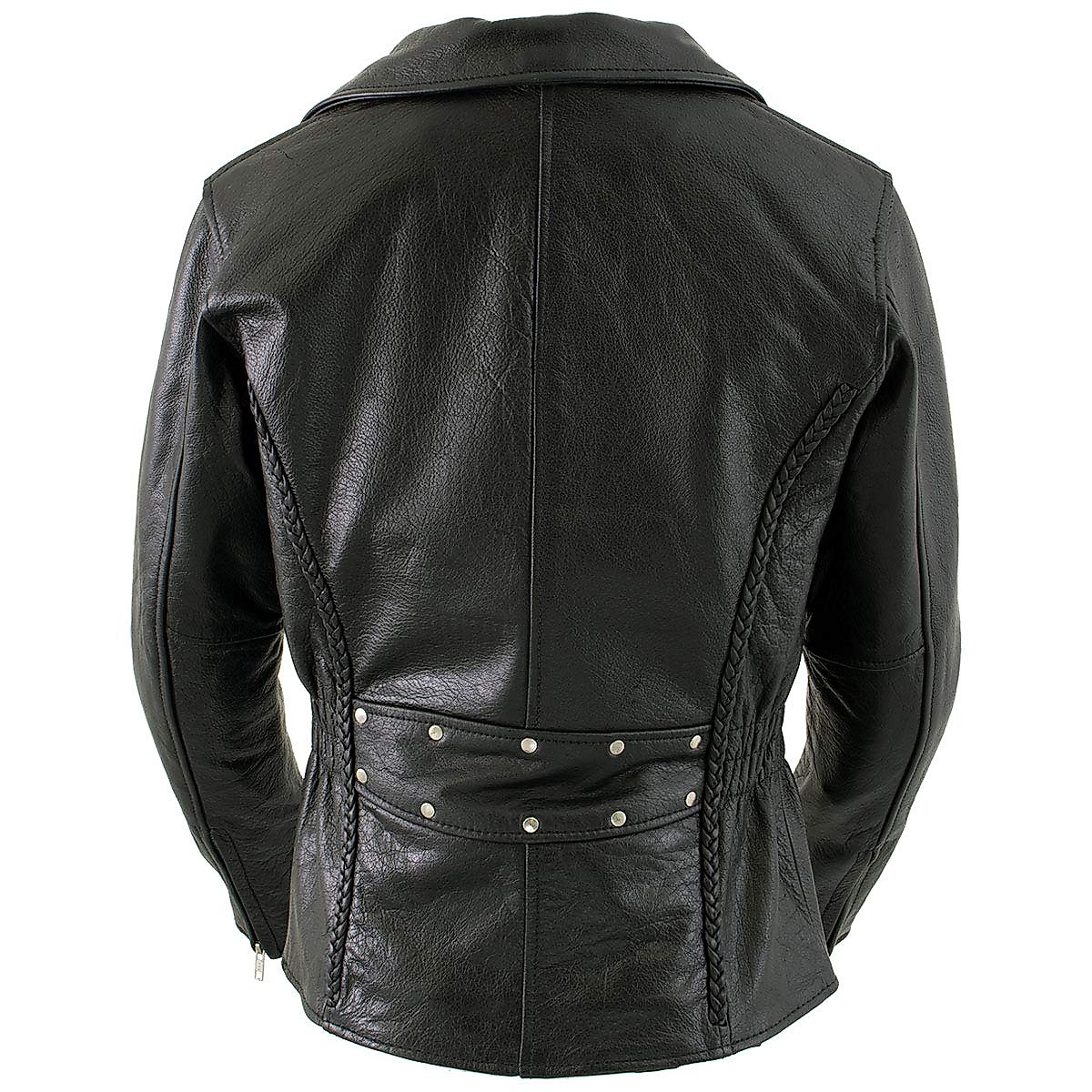 Xelement B8000 Women's Black 'Classic Braided' Fitted Motorycle Jacket - 3X-Large