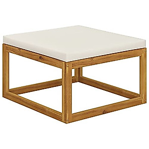 vidaXL Solid Acacia Wood 5 Piece Patio Lounge Set with Cushions Garden Outdoor Furniture Terrace Wicker Patio Sectional Sofa Couch Loveseat