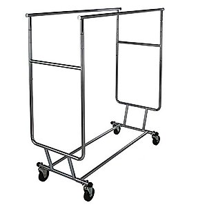 Only Garment Racks Commercial Grade Double Rail Rolling Clothing Rack, Heavy Duty - Designed with Solid"One Piece" Top Rails and Base. Heavy Gauge Steel Construction, Rack Weighs 39 Lbs.