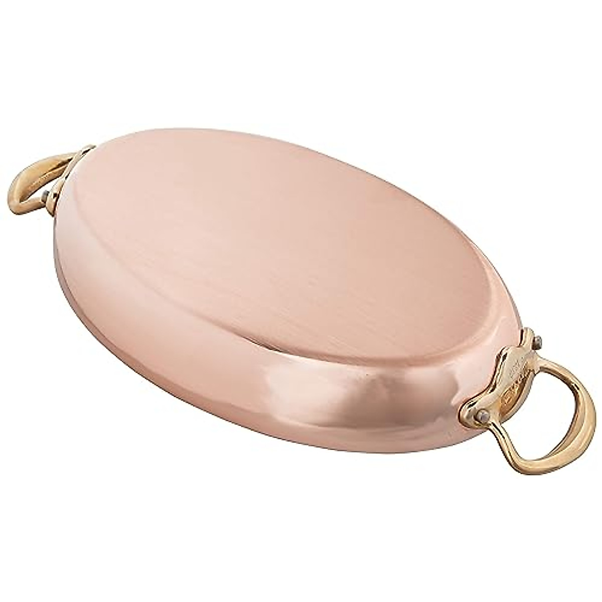 Mauviel M'150 B 1.5mm Polished Copper & Stainless Steel Oval Pan With Brass Handles, 11.8-in, Made in France