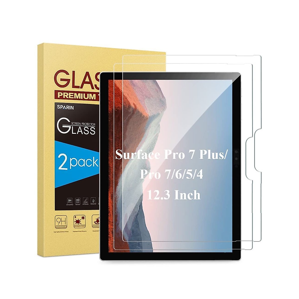 [2 Pack] SPARIN Screen Protector for Surface Pro 7 Plus/Surface Pro 7 / Surface Pro 6 / Surface Pro (5th Gen) / Surface Pro 4, Tempered Glass with Surface Pen Compatible/Scratch Resistant