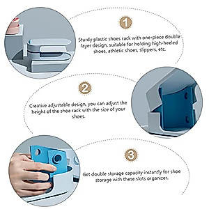 Levemolo Double Deck Holder Units Slots Easy Storage Adjustable Organizer Low Blue Stacker High Sneakers Clo Hanger Saving Free Space Organizers Organization for Heels Shoes Shoe Layer