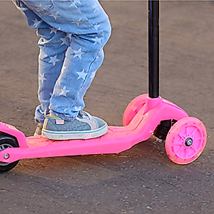 Lil' Rider Kids Scooter-Beginner Adjustable Height Handlebar, 3 LED Light-up Wheels, Kick Scooter-Fun Balance Riding Toy for Girls and Boys (Pink) (80-TK166610P)