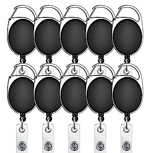 Selizo 10pcs Retractable Badge Holders Retractable ID Badge Clips Badge Reels Retractable with Carabiner Reel Clip