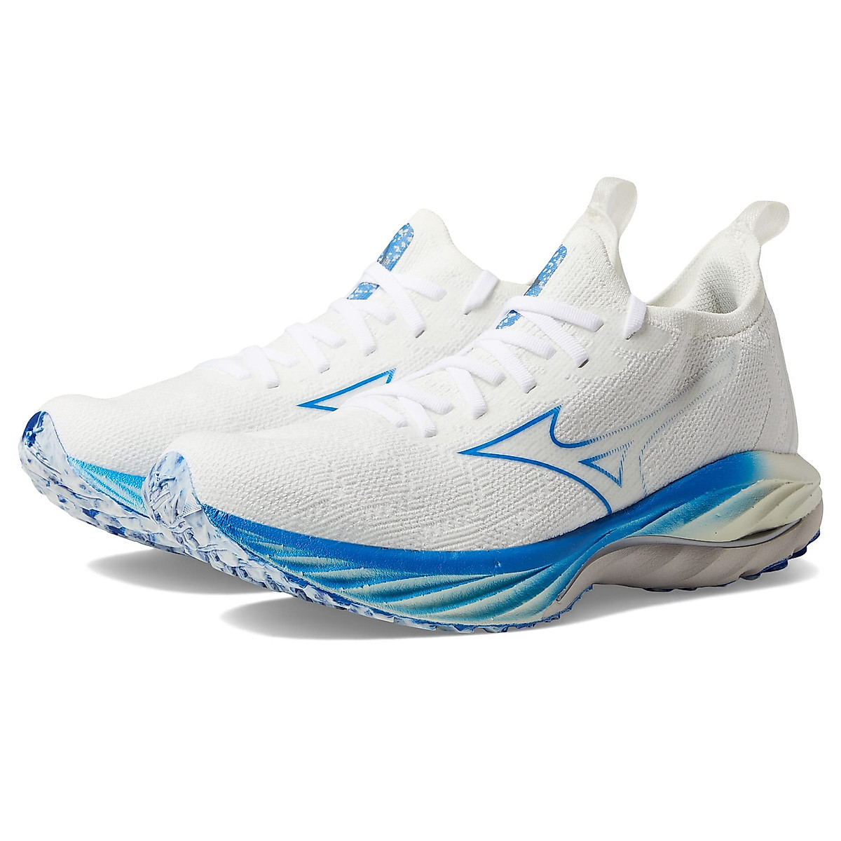 Mizuno Running Women's Wave Neo Wind Running Shoe, Undyed Wht-Peace Blue, 7.5