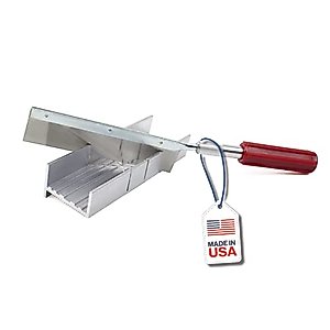 Excel Blades Metal Mitre Box Set with Heavy Duty K5 Handle and Razor Pull Saw Blade, Small Mitre Box and Saw with 2 Cutting Angles for Wood and Soft Metal