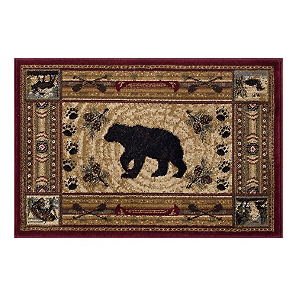 Universal Rugs Black Bear Mat Scatter Rug, 2' x 3', Brown
