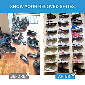 Guntsous 6 PCS Acrylic Floating Shoe Rack Wall Mount Display Shoe Rack Transparent Storage Rack for Home Use Sneaker Display Rack with Screws and Anchors