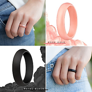 ThunderFit Women’s Silicone Wedding Rings, Rubber Engagement Bands 5.5mm Wide 2mm Thick - 1/2/3/4/5/6/7 Variety Multipack