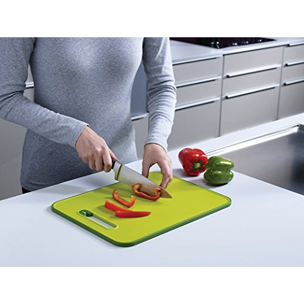 Joseph Joseph Slice & Sharpen Cutting Board with Integrated Knife Sharpener, Large, Black